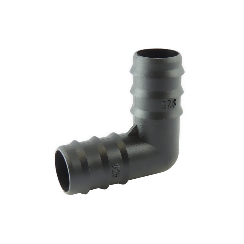 Coude 90° - raccords cannelés pour arrosage et système en goutte a goutte